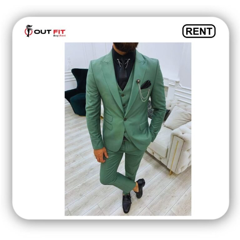 3 Piece Wedding Suit For Men On Rent (Green Color)