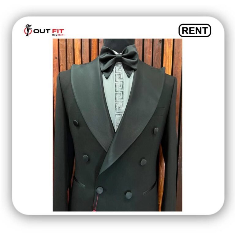 Men's Slim Fit Double Breasted Black Tuxedo Suits For Rent