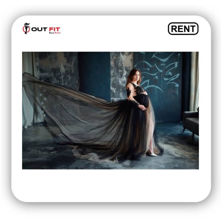 Black Maternity Gown with Long Train Dress On Rent In Bangalore