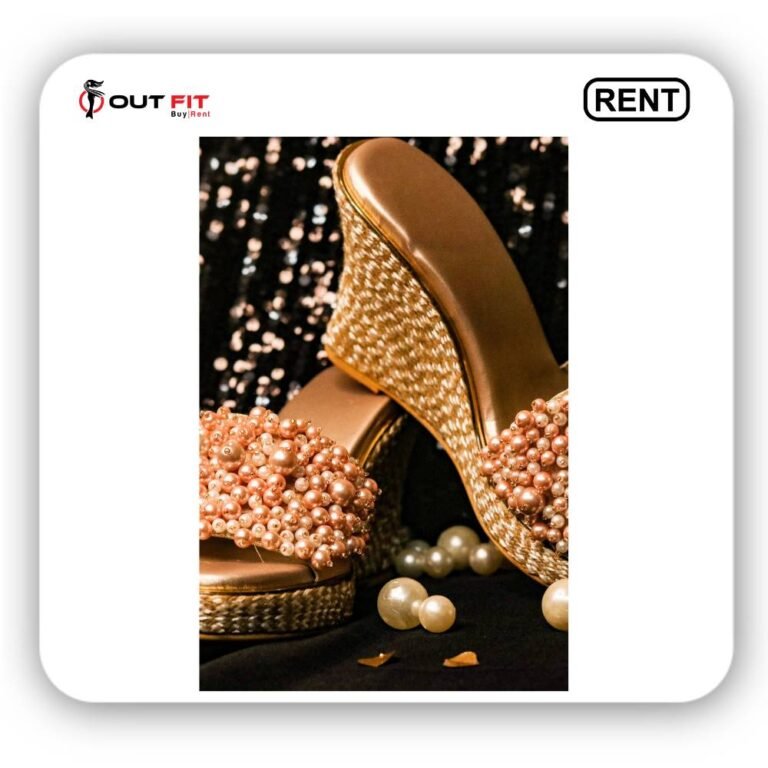 Rent Pink Embellished Pearl Work Wedges In Bangalore