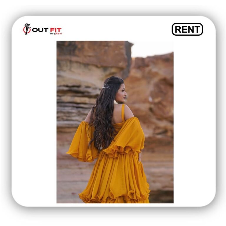 Mustard Yellow Pre Wedding Shoot Gown Rental Bangalore